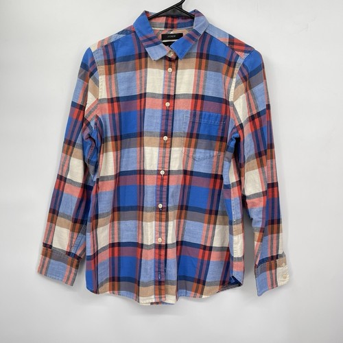 J Crew Boy Shirt Blue Red Pacey Plaid Cotton Button Down 10P | eBay