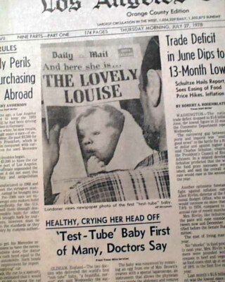 1ST TEST TUBE BABY In Vitro Fertilization Louise Joy Brown BORN 1978 ...