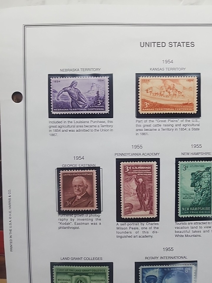 1954 UNITED STATES STAMPS George Eastman Andrew Mellon Land Grants ...
