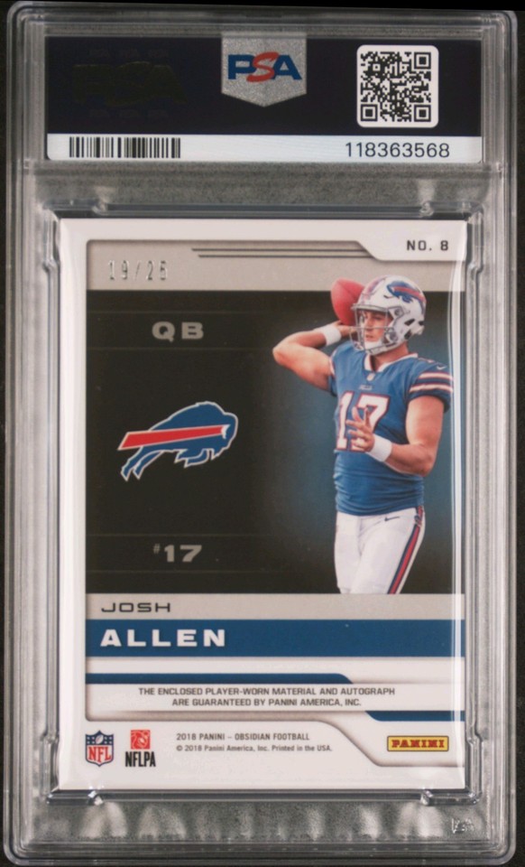 2018 Obsidian Green Etch Dual Rookie Patch Auto Josh Allen RPA # /25 ...