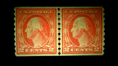 U S Stamps Scott 413 two cent Washington mint guide line pair cv 275.00 ...