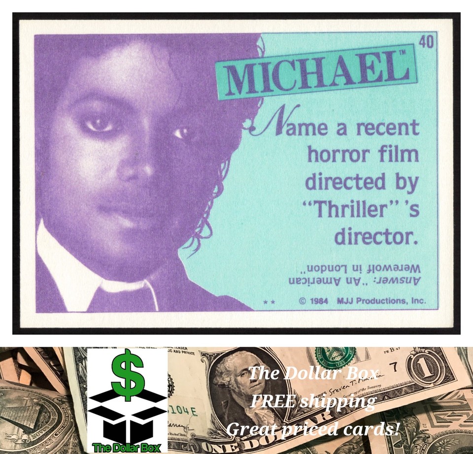 1984 Topps Michael Jackson #40 Name a recent horror film directed by ...