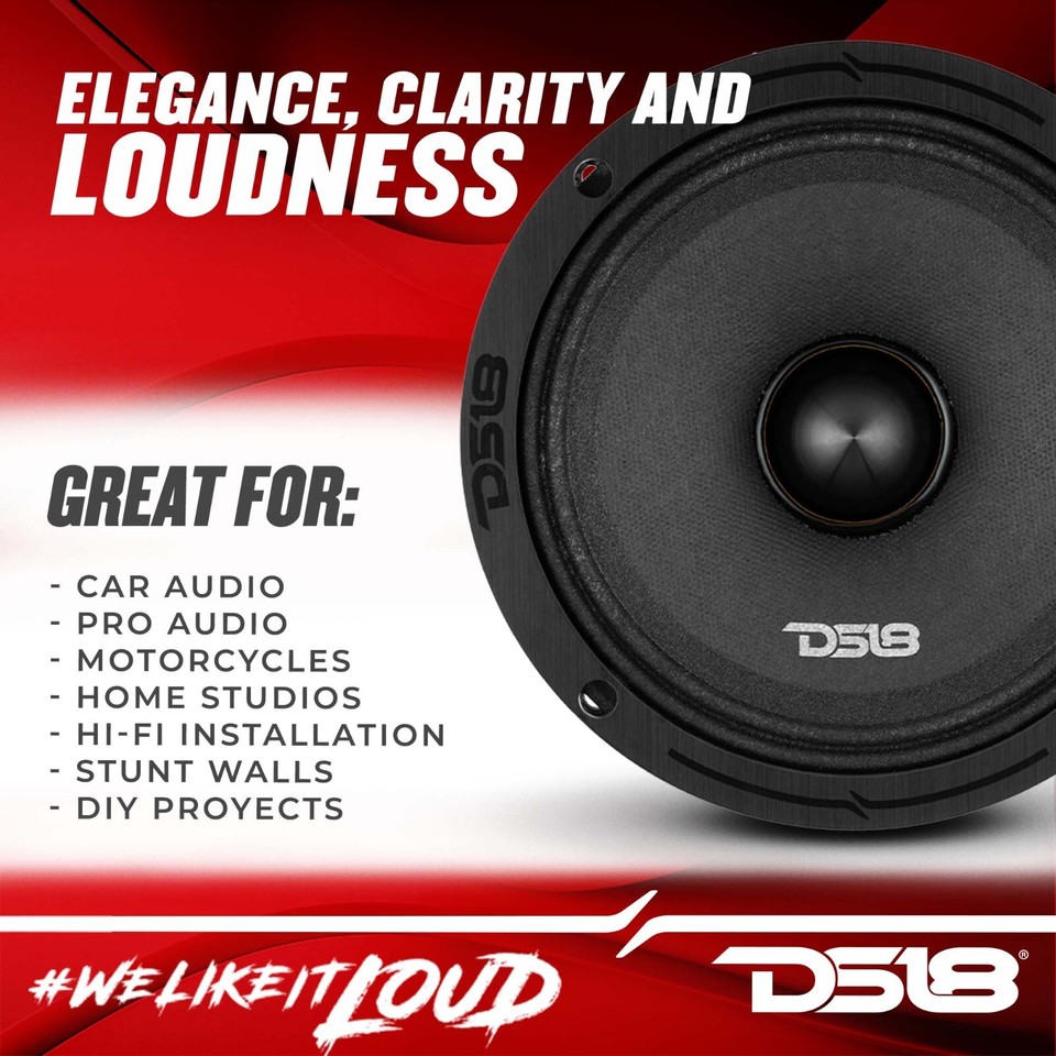 DS18 PRO-ZXI6.4BM 6.5" Car Speaker Mid-Range with Bullet 600 Watts 4 ...