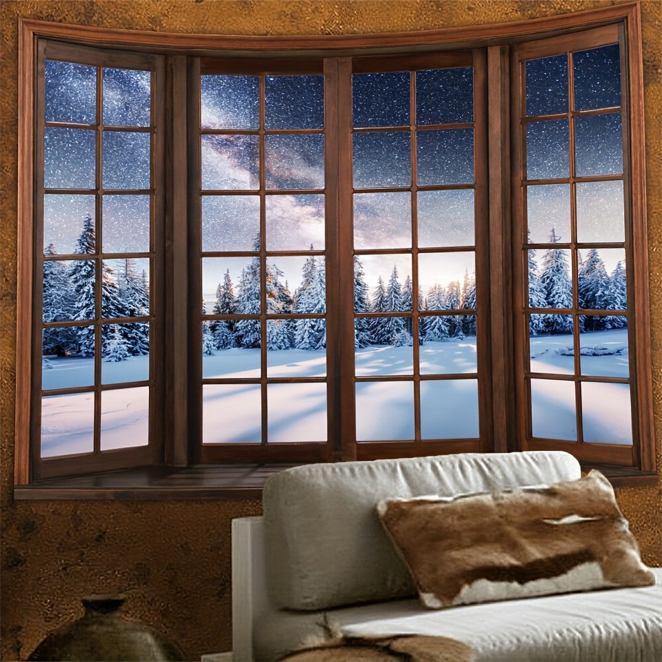 3D Retro Window Scenery Tapestry Wall Hanging Throw Blanket Bedspread ...
