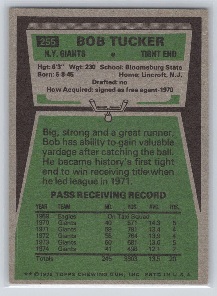 1975 Topps #255 Bob Tucker - Giants - Nrmt | eBay