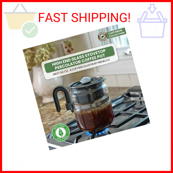 Café Brew Collection 8-Cup Glass Stovetop Percolator Coffee Pot ...