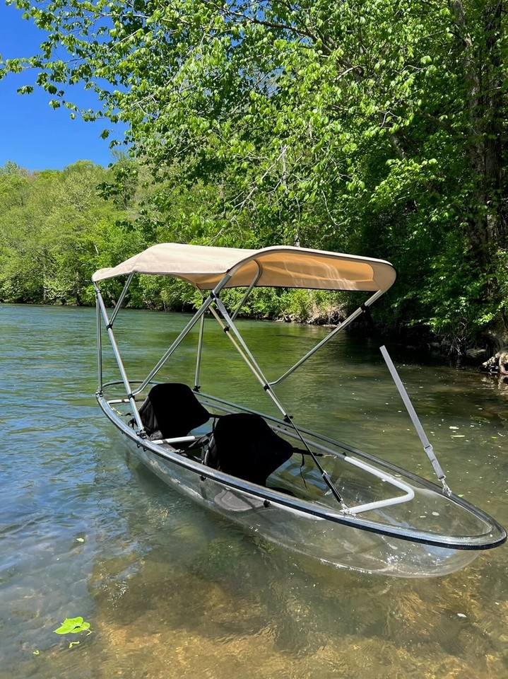 CRO 3'x8' Canoe/Kayak Sun Shade Canopy Bimini Top - Blocks UV/Heat/Rain ...