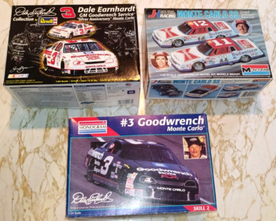 3 Vtg Nascar Monte Carlo Model Kits Complete, Waltrip Earnhardt ...