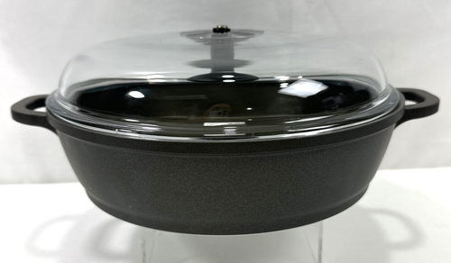 Berndes Cast Aluminum 11” (28cm) Sauteuse Pan Cookware W/ Glass Lid ...