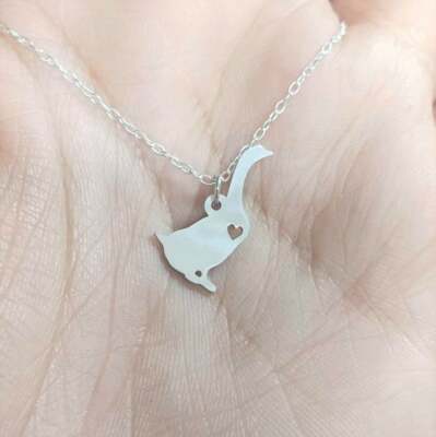 Goose Necklace - Sterling Silver Jewelry - Gold - Rose Gold - Engrave ...