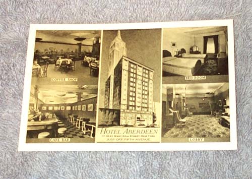 Hotel Aberdeen New York Lumitone Photoprint Postcard PC 17-19-21 Unused ...