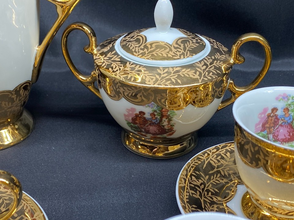 17 Piece Set ~ Polovi Germer Brazil ~ Teapot, Creamer, Sugar, (6) Cups ...