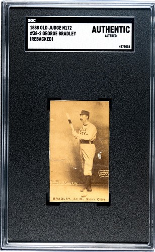 1887 OLD JUDGE GEORGE BRADLEY VG BATTING LOOKING AT BALL N172 SGC A ...