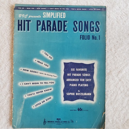 BVC Presents Hit Parade Songs For Piano No 1 Song Book 1947 -MB | eBay ...