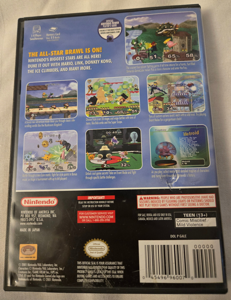 Super Smash Bros. Melee Nintendo GameCube Case, manual and inserts | eBay