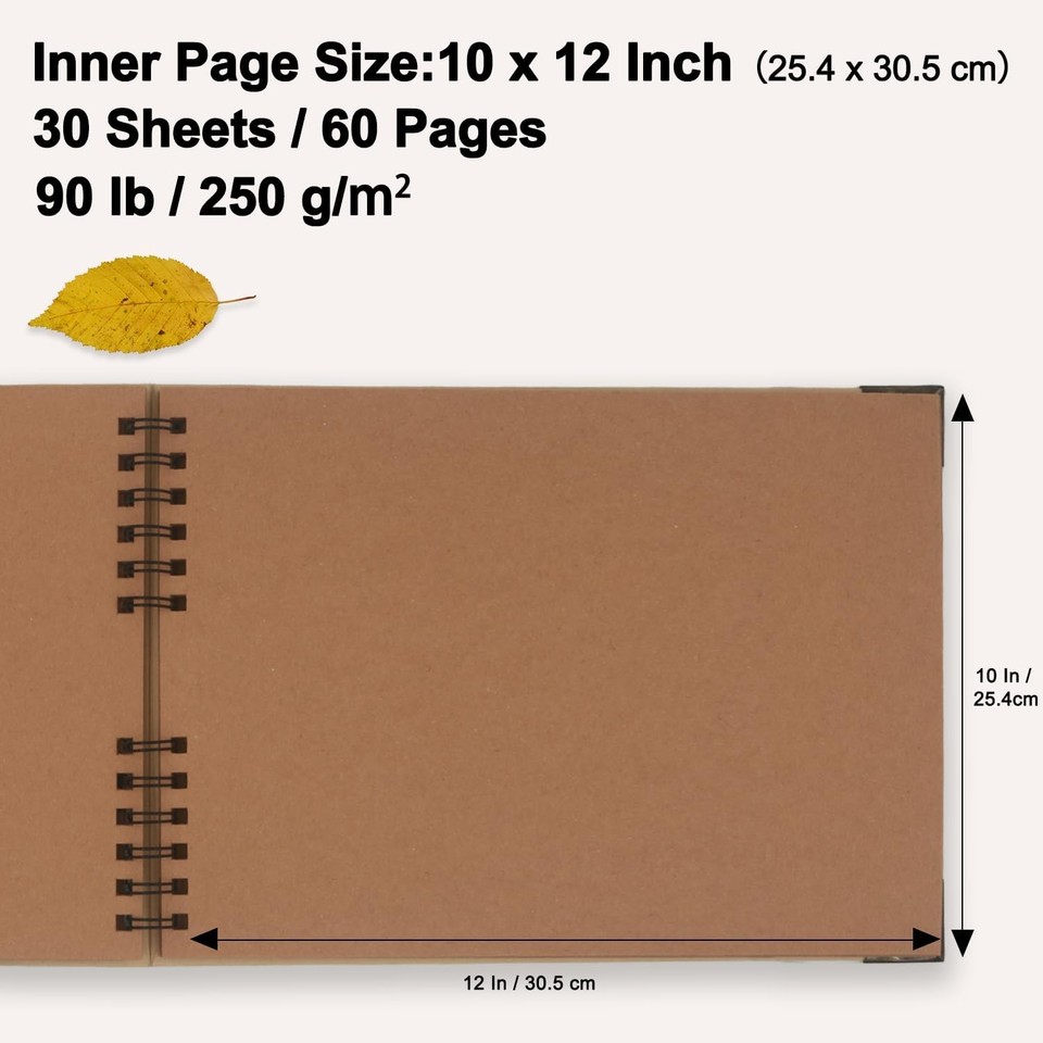 Large Scrapbook Album, 10"x12" Scrap 10 x 12 (Kraft Paper:60 Pages ...
