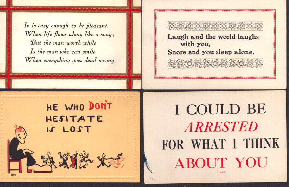 8 Vintage Humorous Postcards Witty Sayings Novelty Cartoon Lot Comic ...