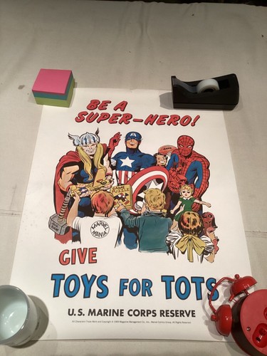 ORIGINAL Vintage 1969 KIRBY MARVEL TOYS FOR TOTS Poster Store Display ...