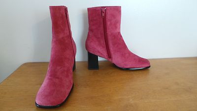 Chadwick's RED Suede Leather Heel Ankle Boots SZ 6M | eBay