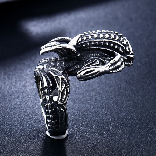 Alien Monster Ring Stainless Steel Lizard Alien Men's Vintage Band ...