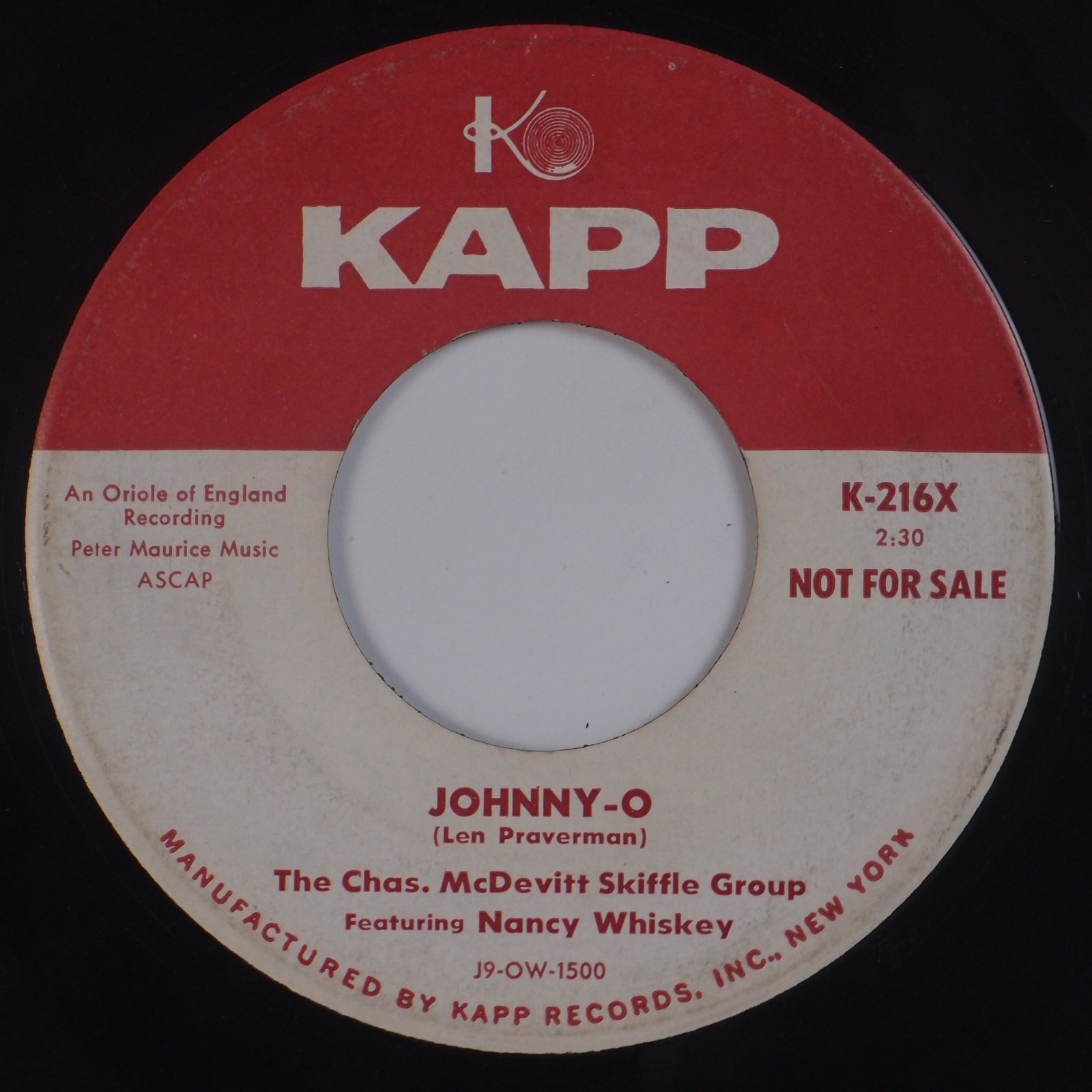 CHAS McDEVITT SKIFFLE GROUP: Johnny-O / Sing KAPP DJ Promo 45 | eBay