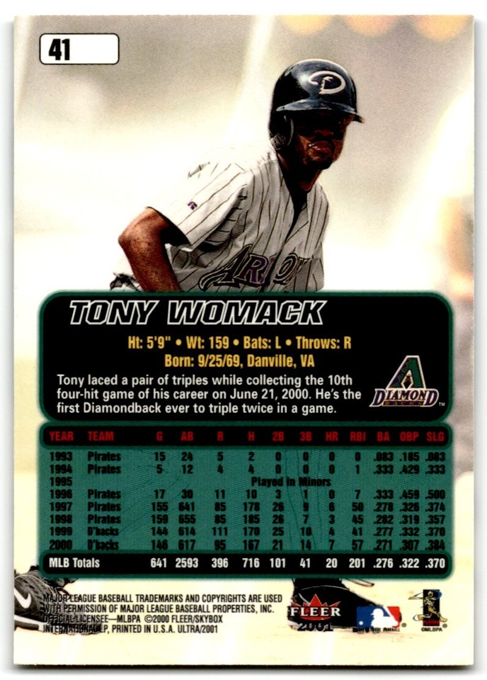 2000 Ultra Tony Womack Arizona Diamondbacks #41 | eBay