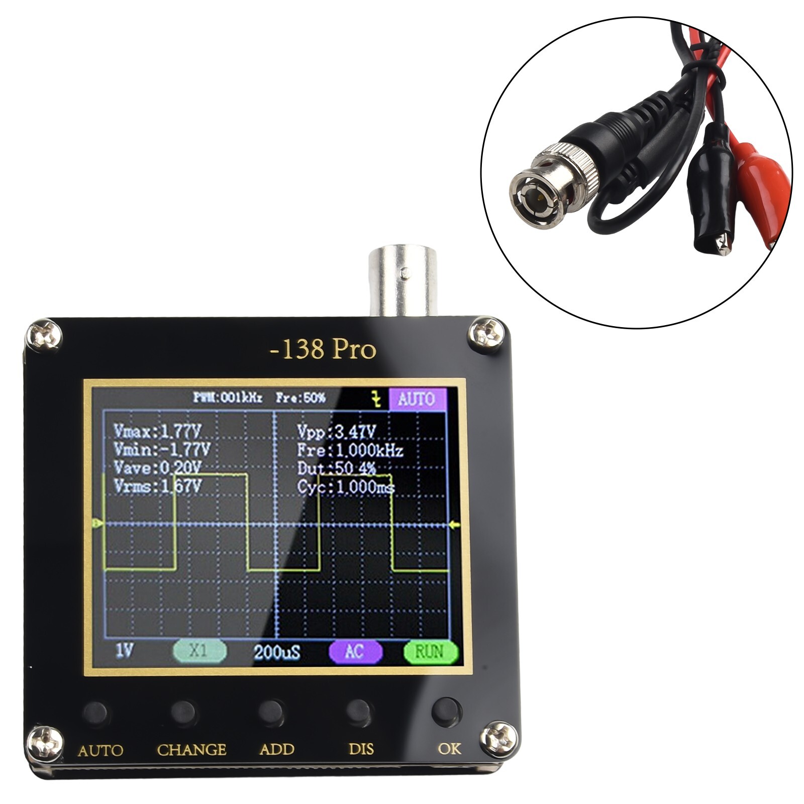 138 PRO Handheld Oscilloscope with Type C Compatibility and PWM Square ...