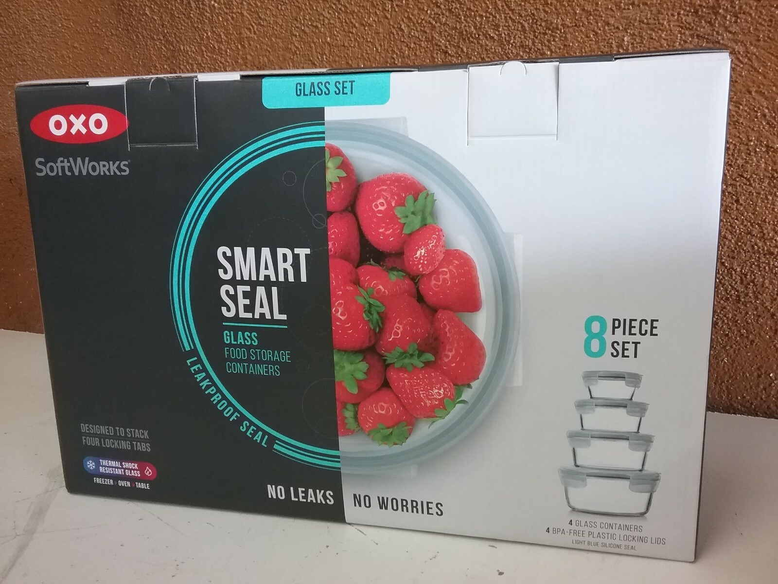 OXO+Softworks+Smart+Seal+Glass+Containers+8+Piece+Set+Freezer+to+Oven ...