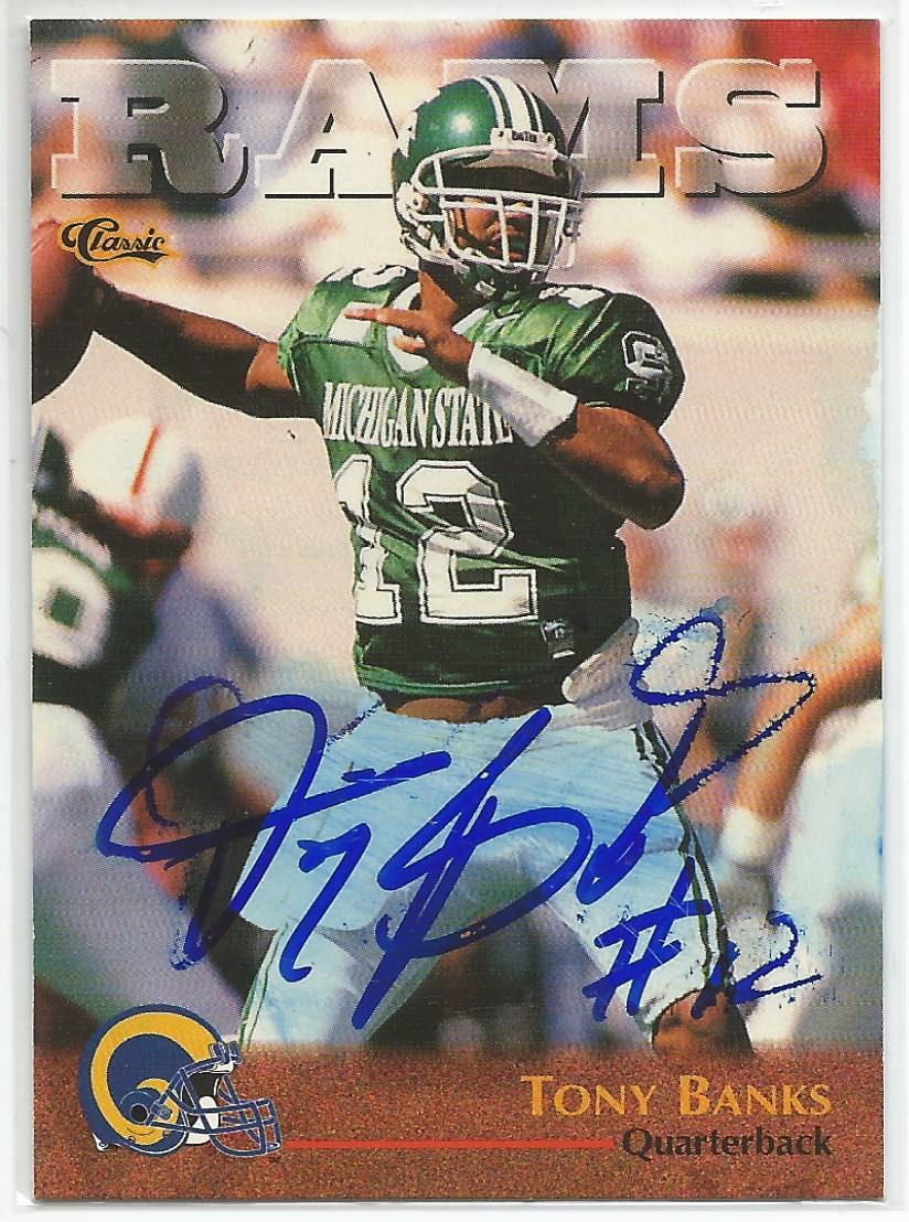 TONY BANKS Autographed Signed 1996 Football card MSU Michigan State ...