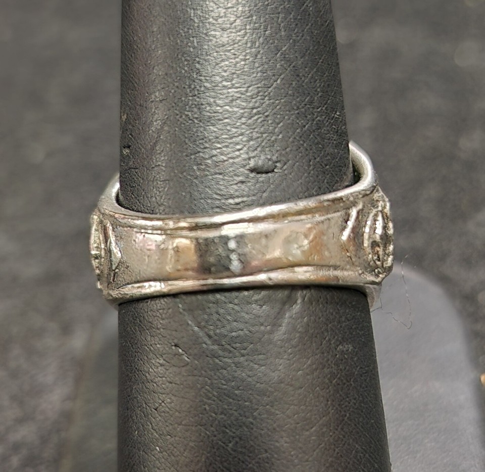 Unusual Vintage US Navy Ring Sterling Silver Size 8.5 - Blue Engraved ...