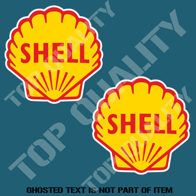 RETRO SHELL GASOLINE OIL Decal Sticker X2 Vintage Moto Man Cave Garage ...