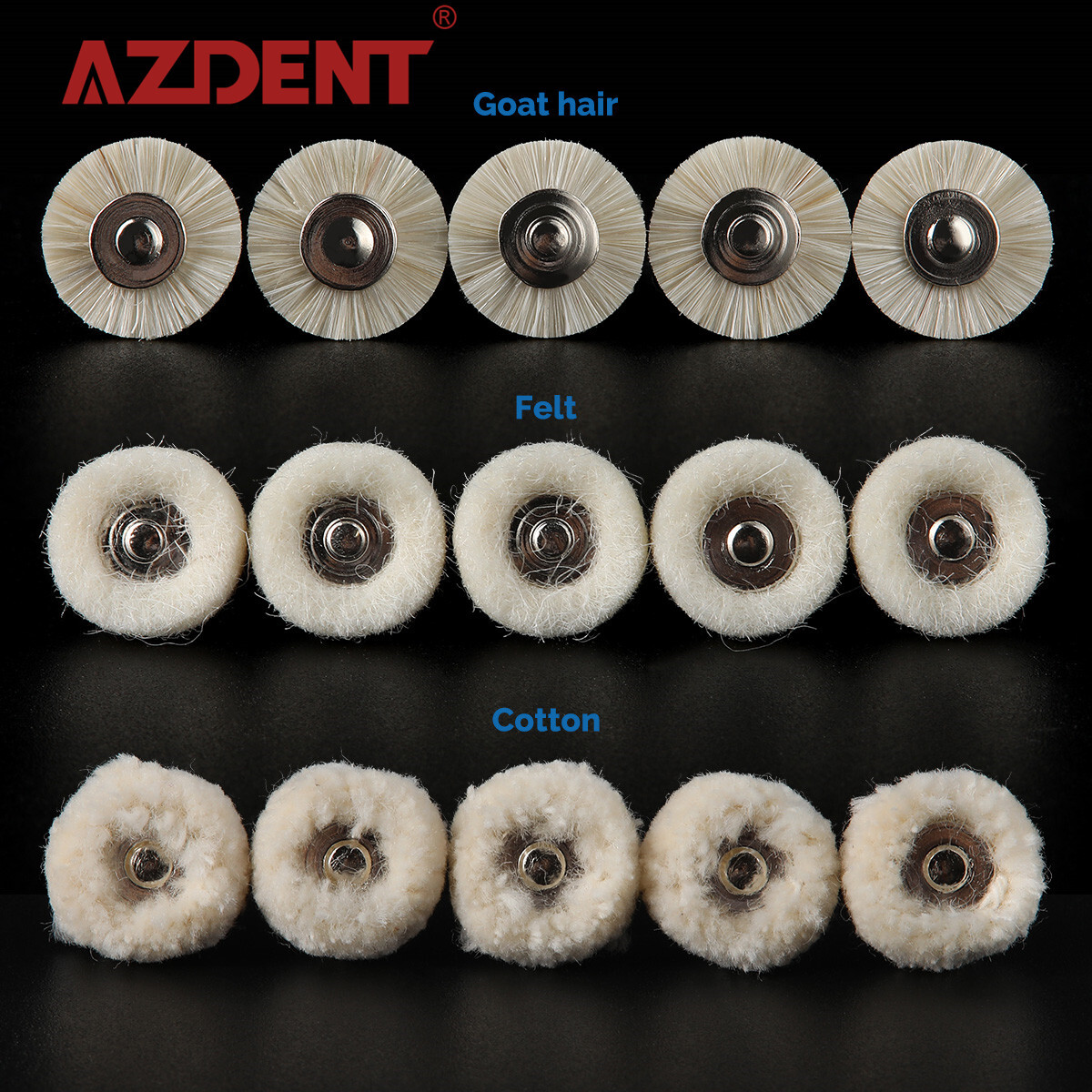 AZDENT Dental RA Goat Hair Polishing Brush Buffing Wheel 2.35mm For ...