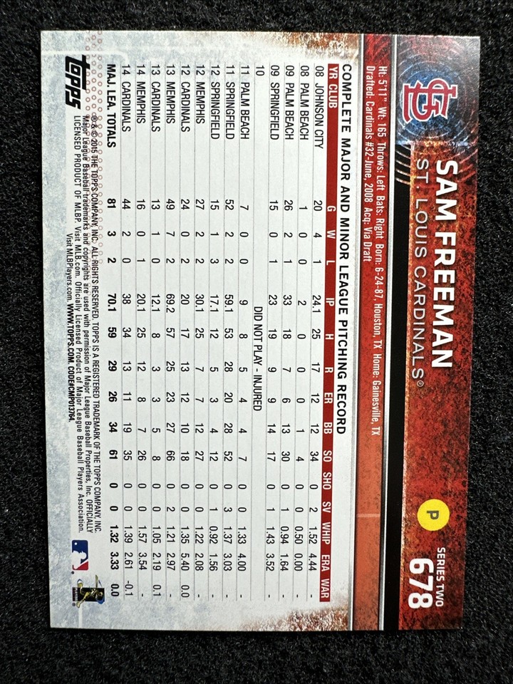 SAM FREEMAN #678 2015 Topps Baseball QTY St. Louis Cardinals | eBay