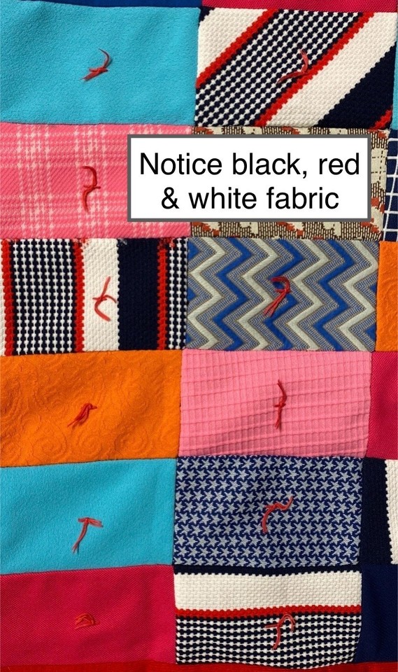 Handmade No Batting Patchwork Double Knit Fabric Quilt 45.5x35.5” 1960s ...