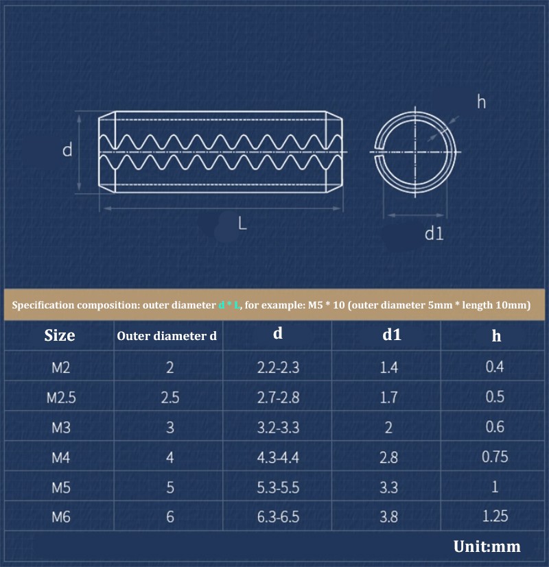 Toothed Slotted Spring Tension Pins Sellock Roll Pin M2 - M6 304 ...