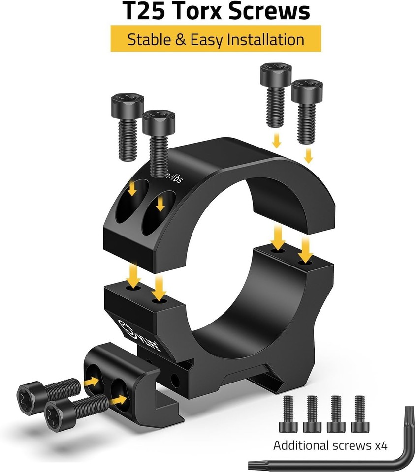 34mm Low Profile Scope Rings Fits Picatinny Rails Mount Heavy Duty 7075 ...