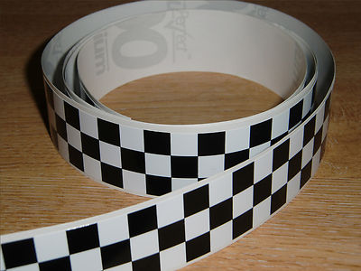 Black + white Checker Tape - 4ft x 1in - 3 squares / Chequer stripe ...