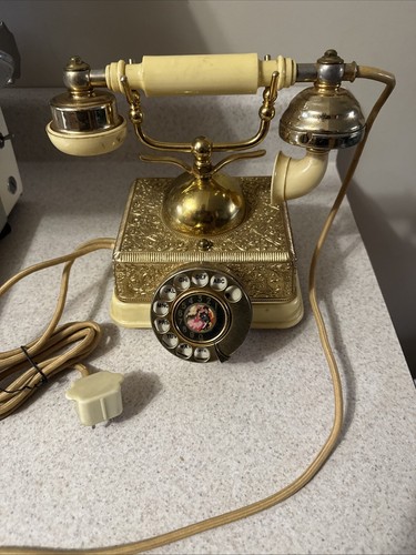 VINTAGE GOLD FINISH FRENCH STYLE ROTARY DIAL PHONE | eBay