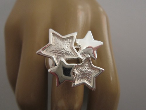 Cocktail Ring Fingerring Damenring Stretchring Silber Sterne Stern Alu ...