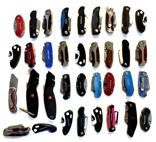 Lot of 2 Sheffield Premium Lock Back Utility Knife Knives Steel Box ...