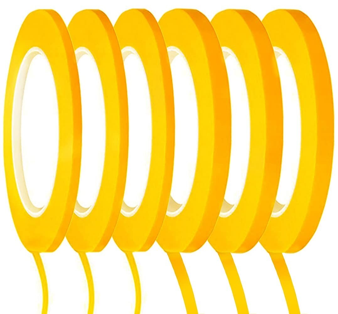 6 Rolls Pinstripe Tape Thin Masking Tape In 1/8 And 1/4 Inch X 52 Yard ...