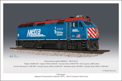 Metra F40PHM-2 Railroad Art Print, Size 16" x 24" | eBay