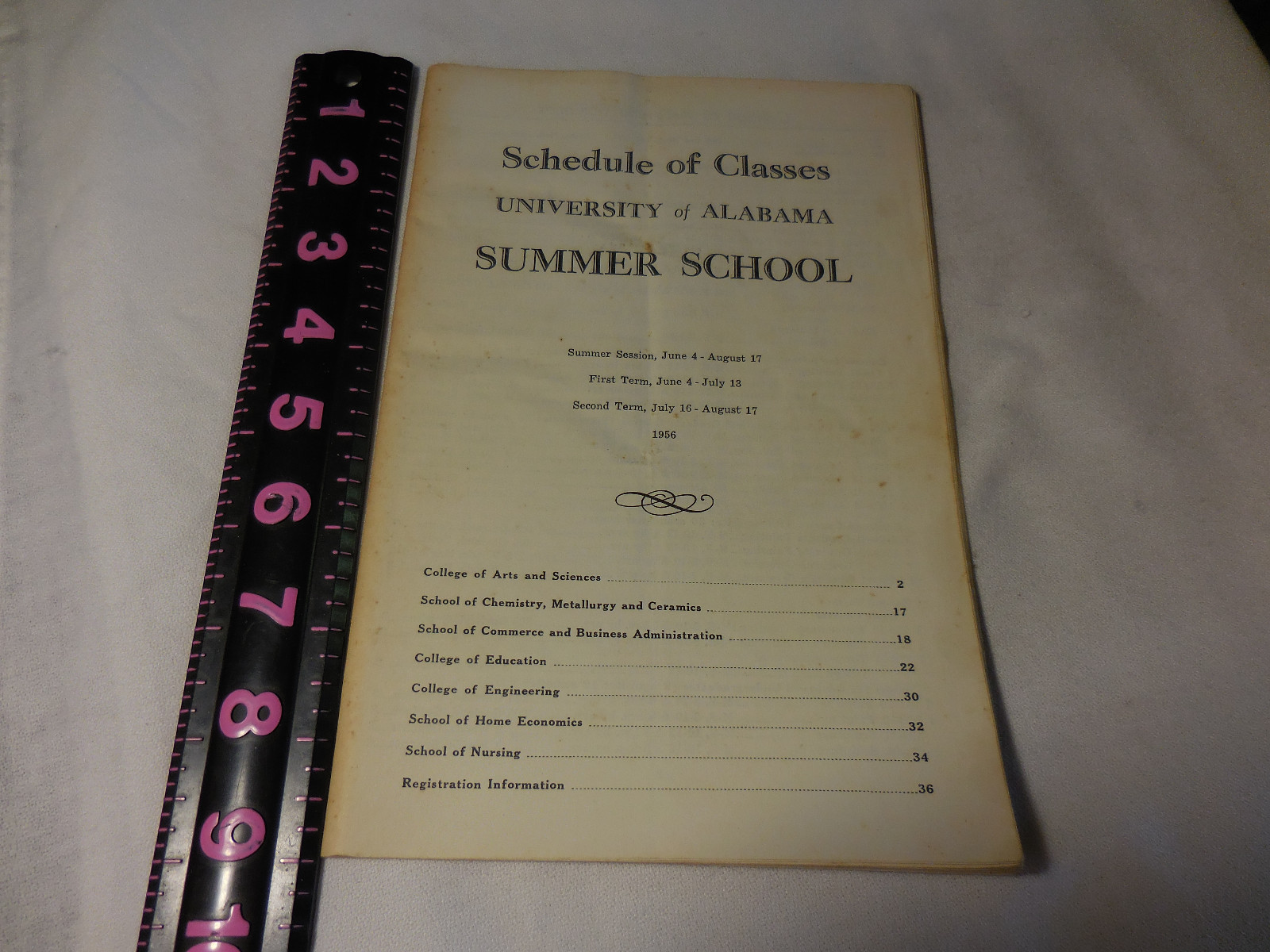 1956 University of Alabama SCHEDULE OF CLASSES | eBay
