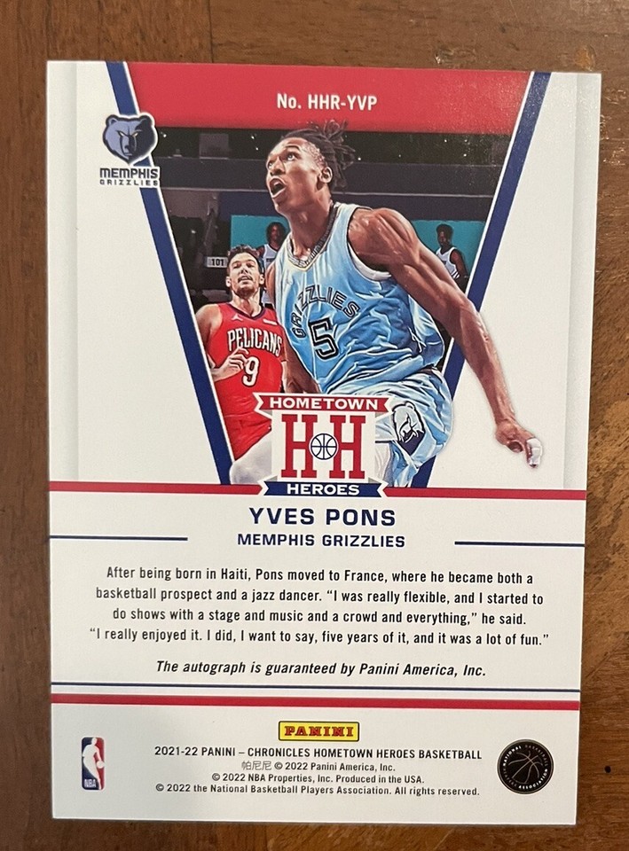 2021-22 Chronicles Hometown Heroes Yves Pons Red Foil Auto Rookie RC ...