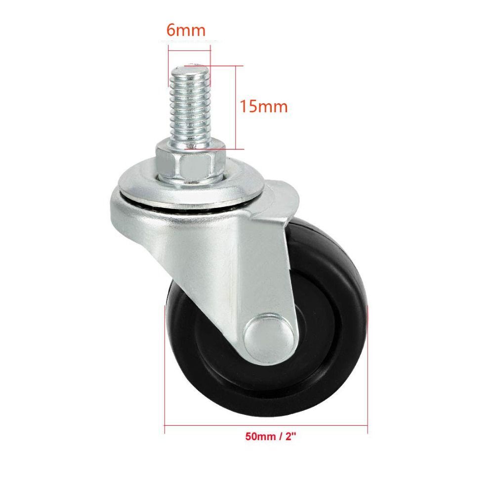 8PCS Rubber Swivel Casters Black Universal Wheel Movable Casters ...