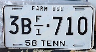 1958 Tennesse Farm Use License Plate | eBay