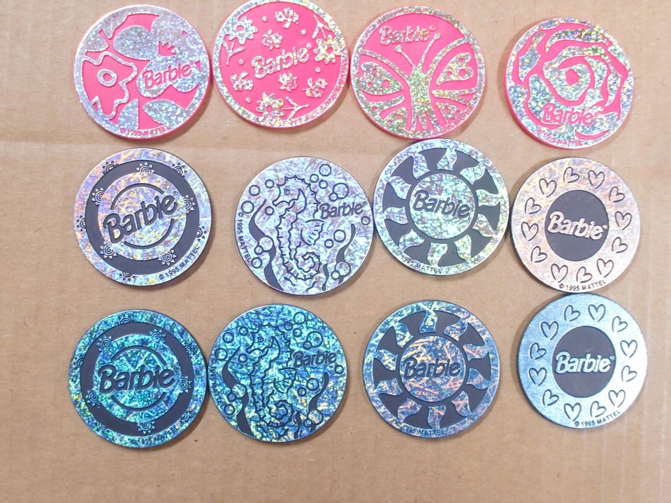 POGS/MILKCAPS "BARBIE" POG/MATTEL 1995 COMPLETE SET OF (60) POGS & (12 ...