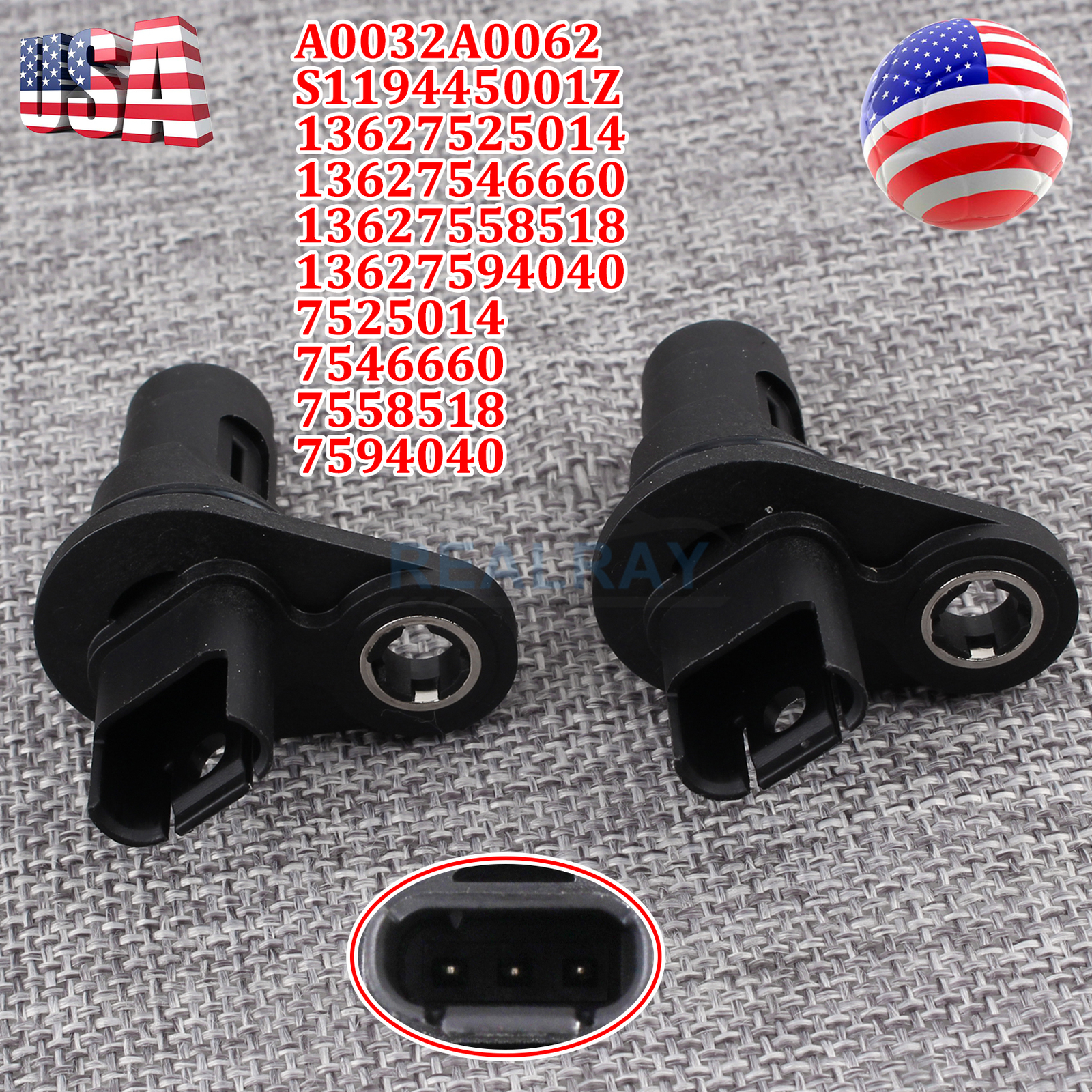 2PCS Camshaft Position Sensor CPS Cam For BMW 740 X3 X5 13627525014 ...