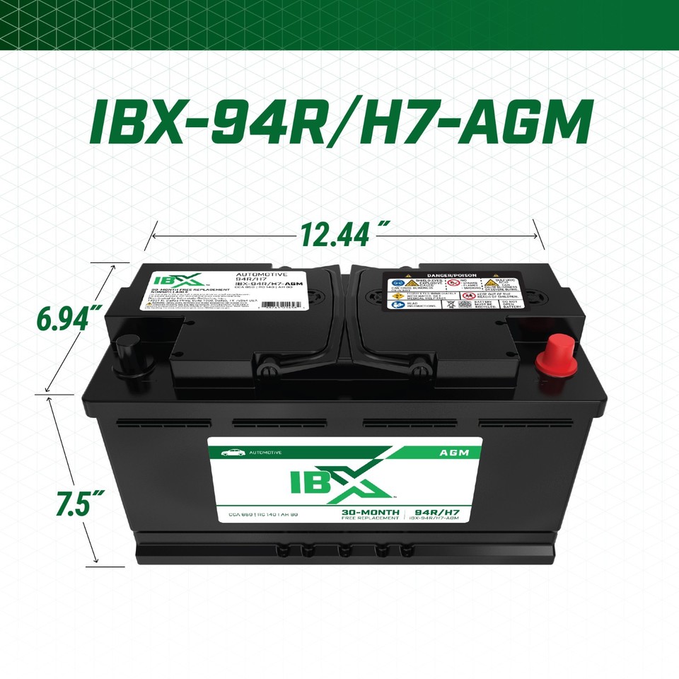 Interstate Batteries IBX AGM SLI 12V 80Ah Group Size H7, 94R Automotive ...