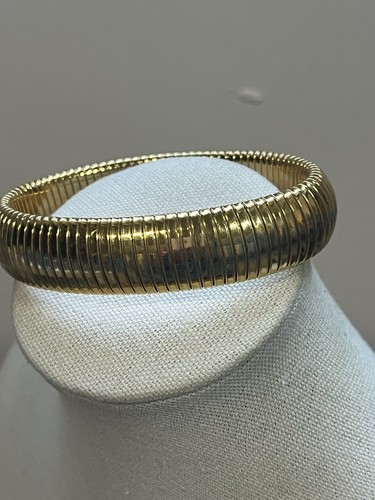 Vintage Flex Omega Brass Gold Tone Bangle Tubogas Stretch Bracelet | eBay